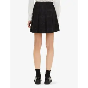 The Kooples Pleated Checked Mini Skirt