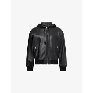 Loewe Hooded Leather Jacket With Ribbed Trim