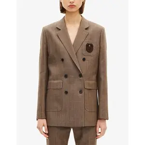 The Kooples Logo-patch Double-breasted Wool Blazer