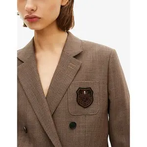 The Kooples Logo-patch Double-breasted Wool Blazer