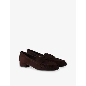 Prada Brand-foiled Suede Loafers