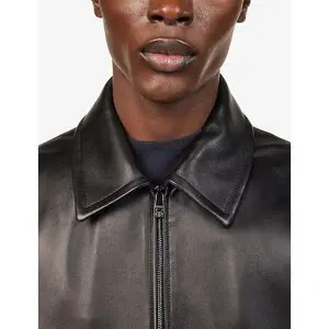 Corneliani Pointed-collar Boxy-fit Leather Bomber Jacket