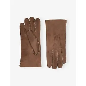 Eleventy Shearling-lined Suede Gloves - Cocoa