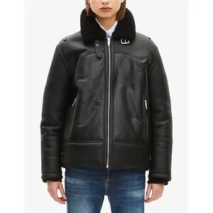 The Kooples Collared Zip-up Leather Jacket
