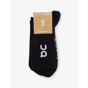 On Ribbed Stretch-cotton Blend Socks Pack Of Three - Black