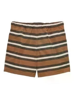 Prada Striped Swim Trunks Brown