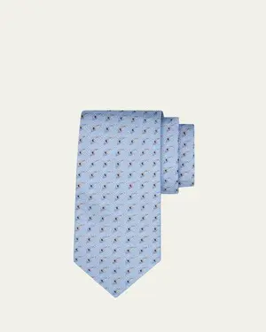 FERRAGAMO Billiards Micro-Print Neck Tie Fazzurro