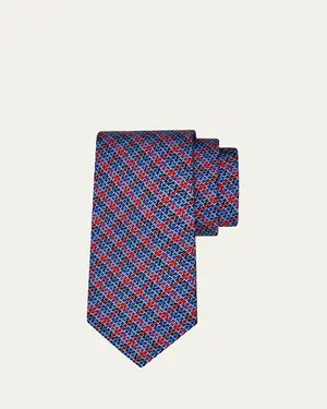 FERRAGAMO Gancini Link Stripe Neck Tie Fnavy