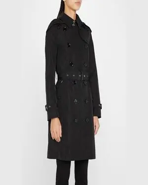Burberry Kensington Double-breasted Trench Coat With Detachable Hood - Black