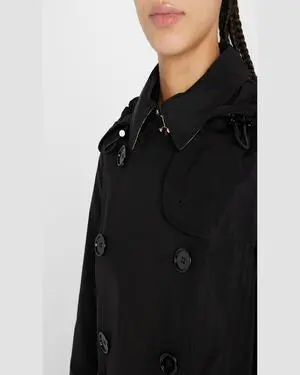 Burberry Kensington Double-breasted Trench Coat With Detachable Hood - Black