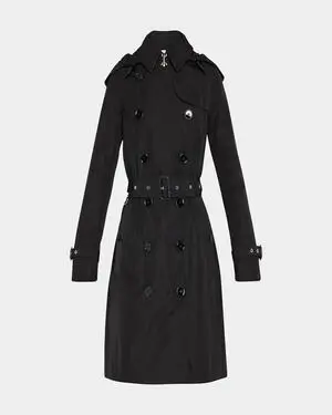 Burberry Kensington Double-breasted Trench Coat With Detachable Hood - Black