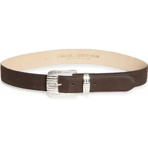 L'Agence Aya Western Leather Belt - Chocolate Brown