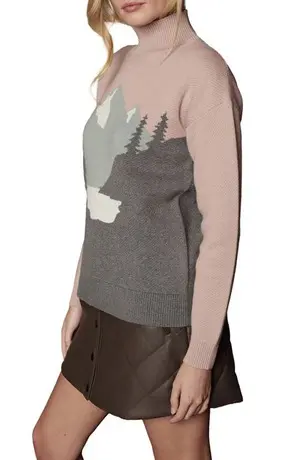 ALP N ROCK Simran Mock Neck Organic Cotton Blend Sweater - Rose