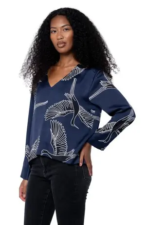 CIEBON Jones Bird Print V-neck Top