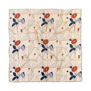 LOST PATTERN Camellia" Large Silk Square Scarf - Khaki