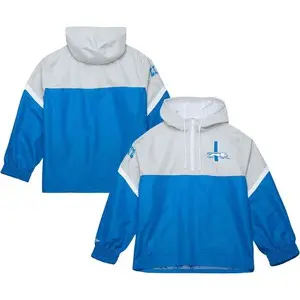 Mitchell & Ness Detroit Lions Tie Breaker Vintage Logo Anorak Half-zip Windbreaker - Silver