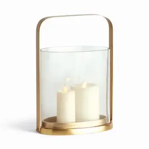 NAPA HOME & GARDEN Aila Hurricane Small Glass Candleholder - Gold