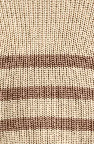 Nordstrom Stripe Quarter Zip Sweater & Joggers Set - Brown Affogato - Beige Swan