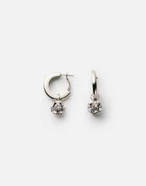 Lafayette 148 New York Rhinestone Charm Hoop Earrings - Silver
