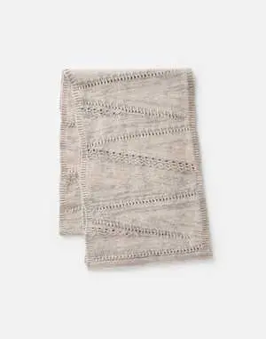 Lafayette 148 New York Pointelle Knit Cashmere Sequin Silk Scarf - Taupe Multi