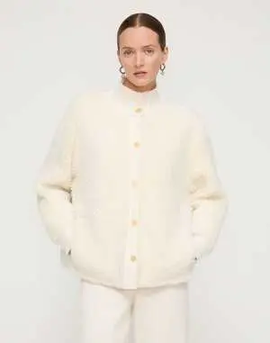 Lafayette 148 New York Reversible Shearling Suede Cardigan Jacket