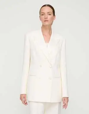 Lafayette 148 New York Wool-silk Crepe Double-breasted Tuxedo Jacket