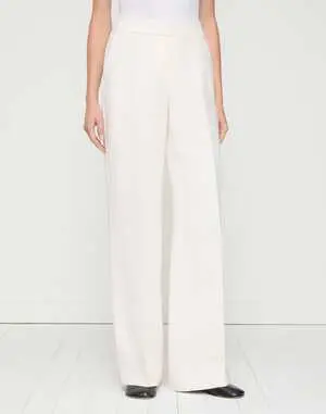 Lafayette 148 New York Wool Silk Crepe Tuxedo Pants - Cloud