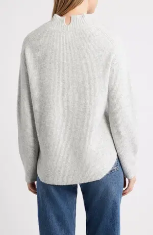 Caslon Shirttail Mock Neck Sweater - Grey Light Heather