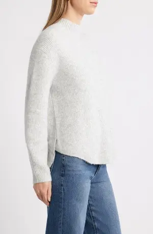 Caslon Shirttail Mock Neck Sweater - Grey Light Heather