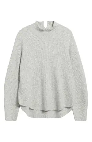 Caslon Shirttail Mock Neck Sweater - Grey Light Heather
