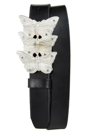 Our Legacy Butterfly Buckle Leather Belt - Oily Black Leather