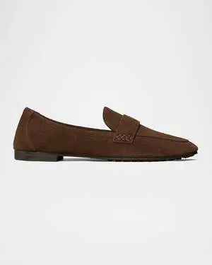 Tory Burch Suede Ballet Loafers - Dark Cocoa