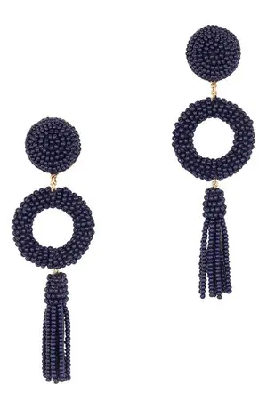 Deepa Gurnani Oliver Beaded Drop Earrings Navy