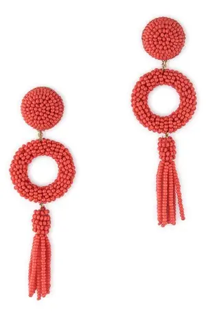 Deepa Gurnani Oliver Beaded Drop Earrings - Red