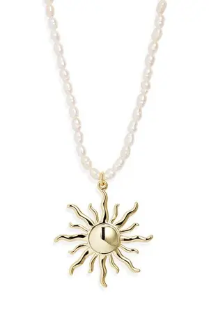 CHILD OF WILD Sun Rays Pearl Pendant Necklace - Gold