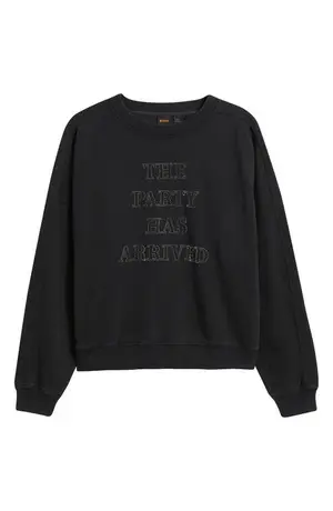 Hugo Boss Eland Embellished Cotton Graphic Sweatshirt