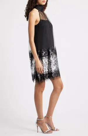 CECE DUPRAZ Ombré Sequin Mesh Dress