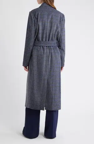 Dra Maggie Blockcheck Wool Blend Wrap Coat