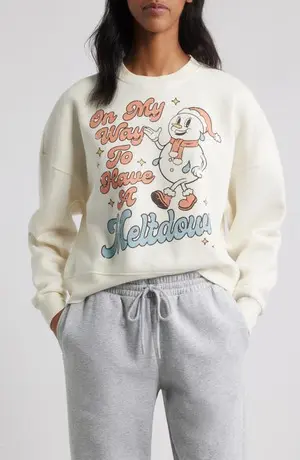 VINYL ICONS Meltdown Snowman Graphic Sweatshirt