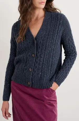 SEASALT CORNWALL Merino Wool Blend Cable Knit Cardigan