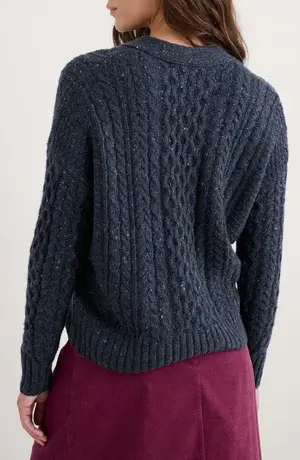 SEASALT CORNWALL Merino Wool Blend Cable Knit Cardigan