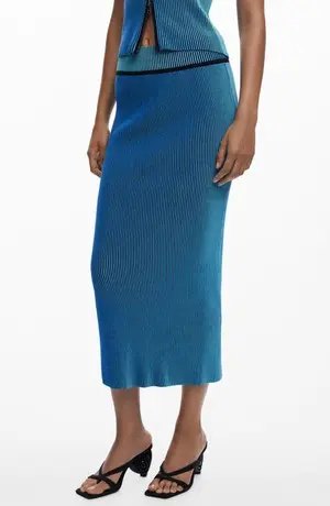 Desigual Ribbed Column Midi Skirt