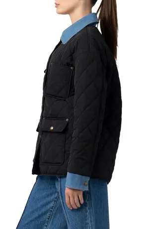 Blanknyc Quilted Barn Jacket With Denim Trim