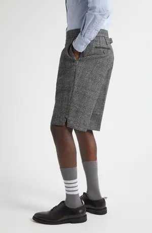 Thom Browne Prince Of Wales Plaid Tweed Tailored Shorts - Medium Grey