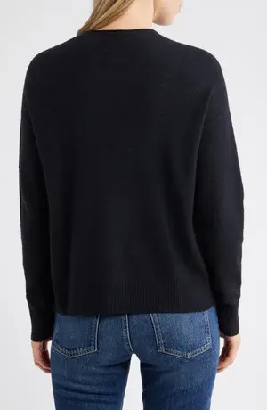 Caslon Funnel Neck Rib-trim Sweater - Black