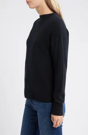 Caslon Funnel Neck Rib-trim Sweater - Black