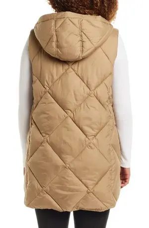 Gallery Water-resistant Quilted Hooded Vest - Khaki