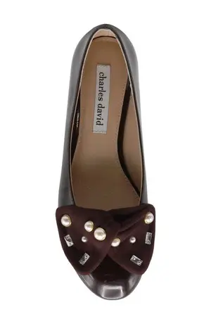 CHARLES DAVID Breck Embellished Bow Pumps