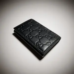 Gucci Gg Emblem Card Case Leather - Black