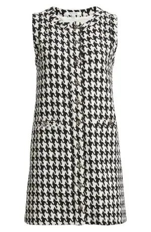 ZOE AND CLAIRE Houndstooth Check Shift Mini Dress